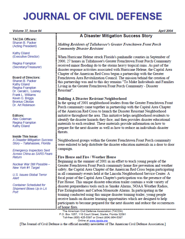 Journal of Civil Defense 2004 Vol. 37 No. 4 A Disaster Mitigation ...